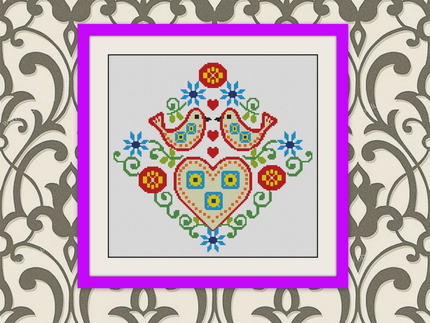 Bird cross stitch pattern Bird cross stitchFolk art Folk | Etsy