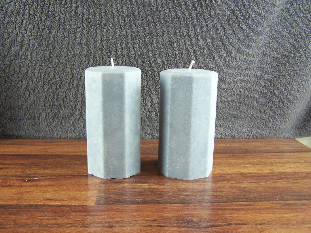Set of 2 Octagon Palm Wax Pillar Candles - Etsy