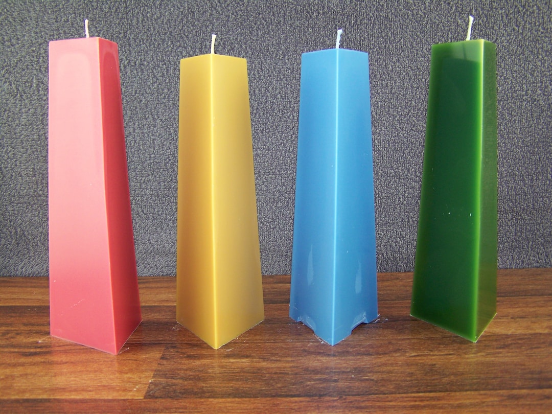 Set of 4 four Pack Triangle Shaped Tapered Tall Pillar Candles. - Etsy