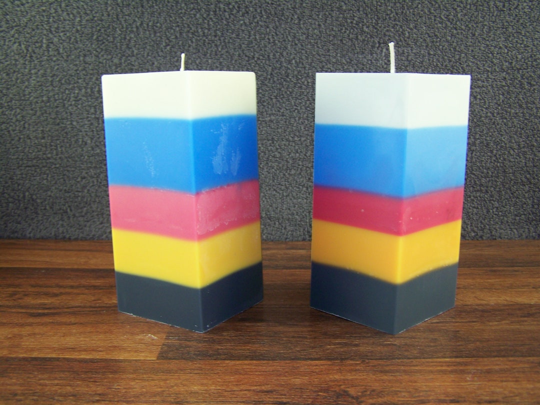 Pair of 3" Square Rainbow Colored Pillar Candles - Etsy