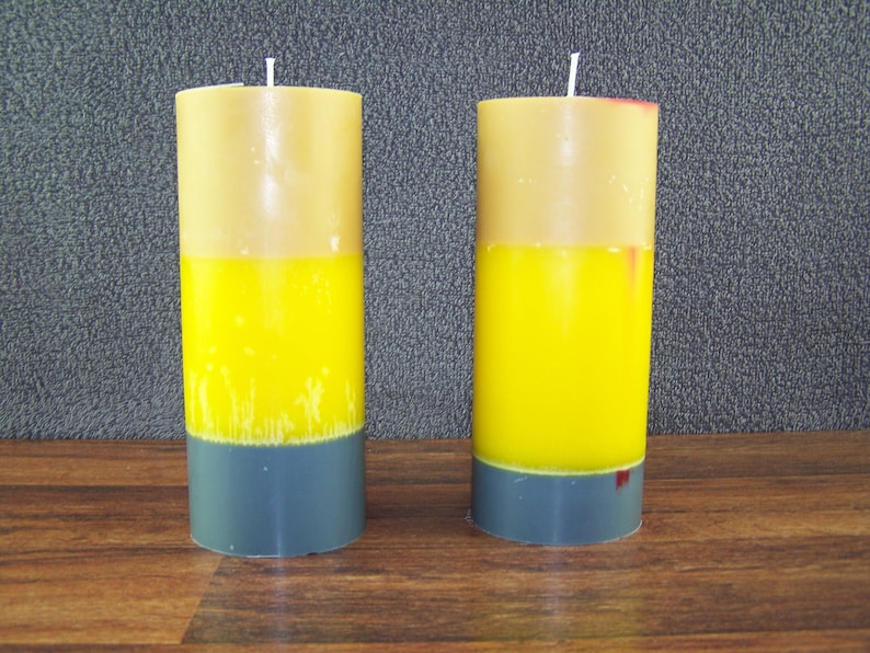 Pair of 3" Round Multi-colored Rustic Pillar Candles - Etsy