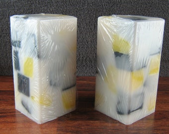 Pair of Two Square Light Blue Pillar Chunk Candles - Etsy