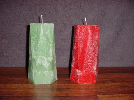 Pair of Tapered Hexagon Shaped Palm Wax Pillar Candle | Etsy