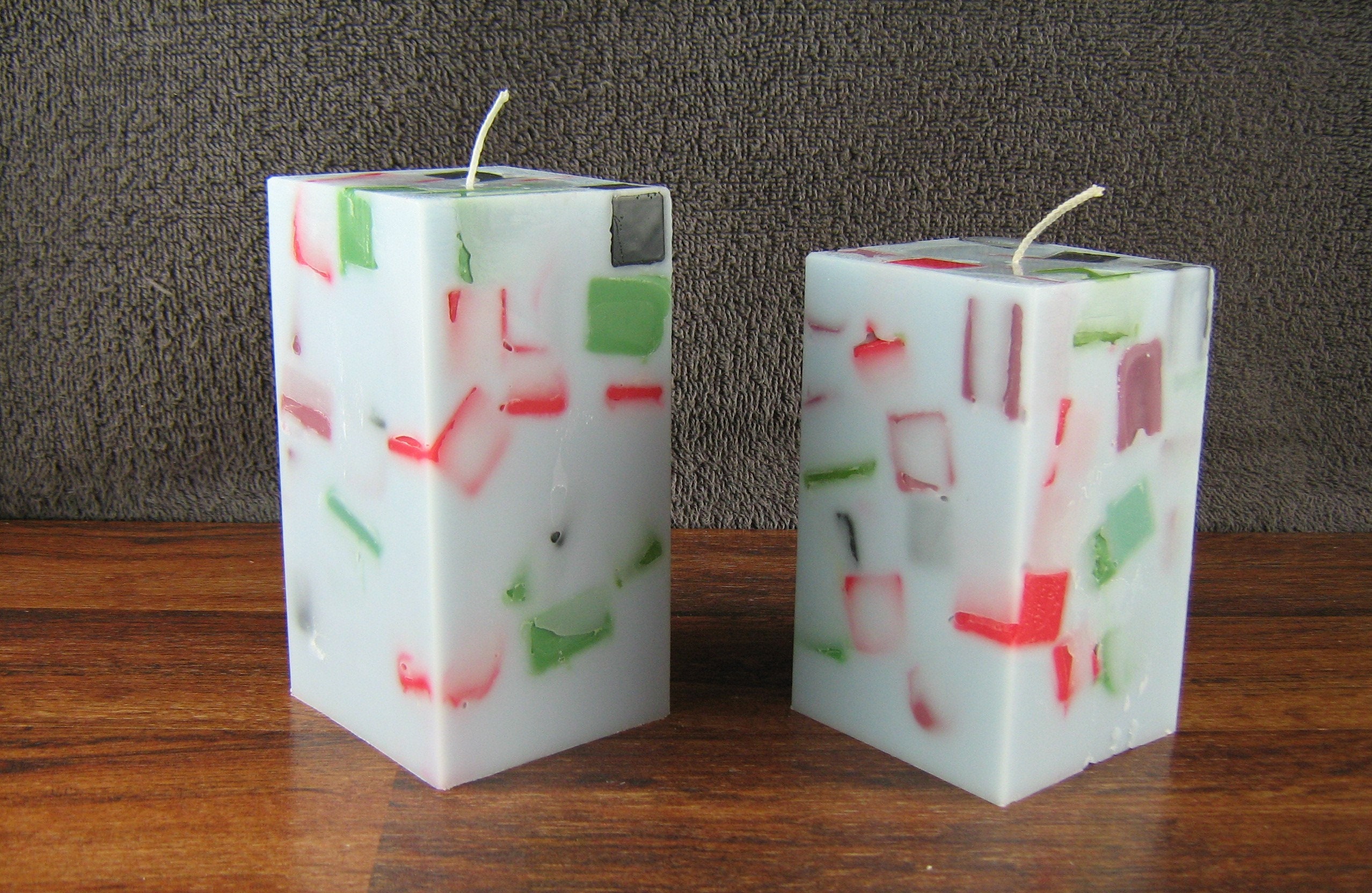 Pair of Two Square Light Blue Pillar Chunk Candles - Etsy