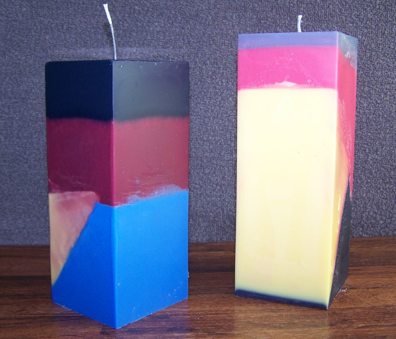 Set of 2 3 Square Multi-color Pillar Candles - Etsy