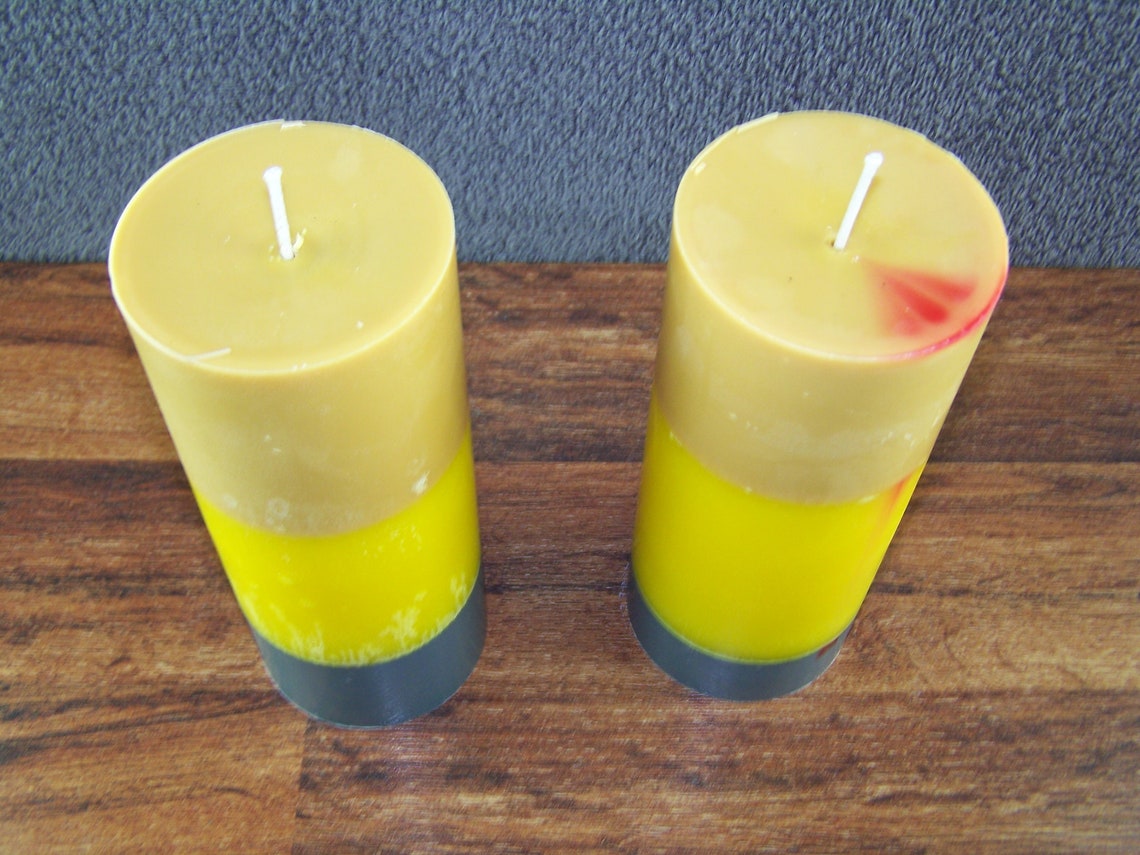 Pair of 3" Round Multi-colored Pillar Candles - Etsy