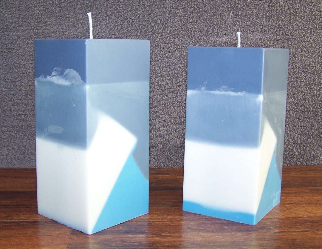 Set of (2) 3"square Tall Multi-colored Pillar Candles - Etsy