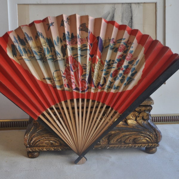 Antique Japanese Hand Fan - Etsy