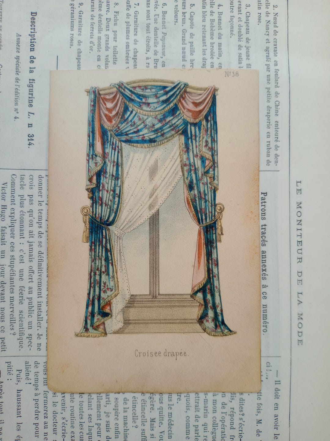 Gorgeous Antique French Lithograph, 1880s Empire Style Boudoir ...