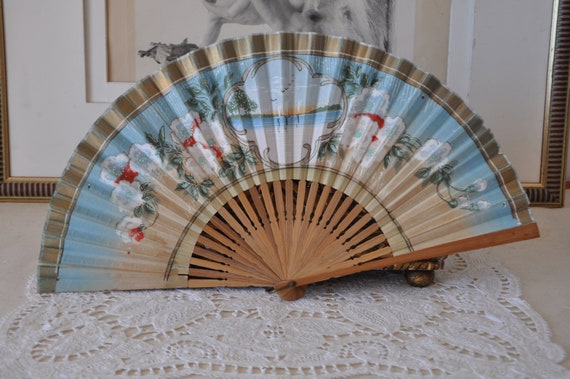 Gorgeous Antique Japanese Hand Fan French Advertising Fan for - Etsy