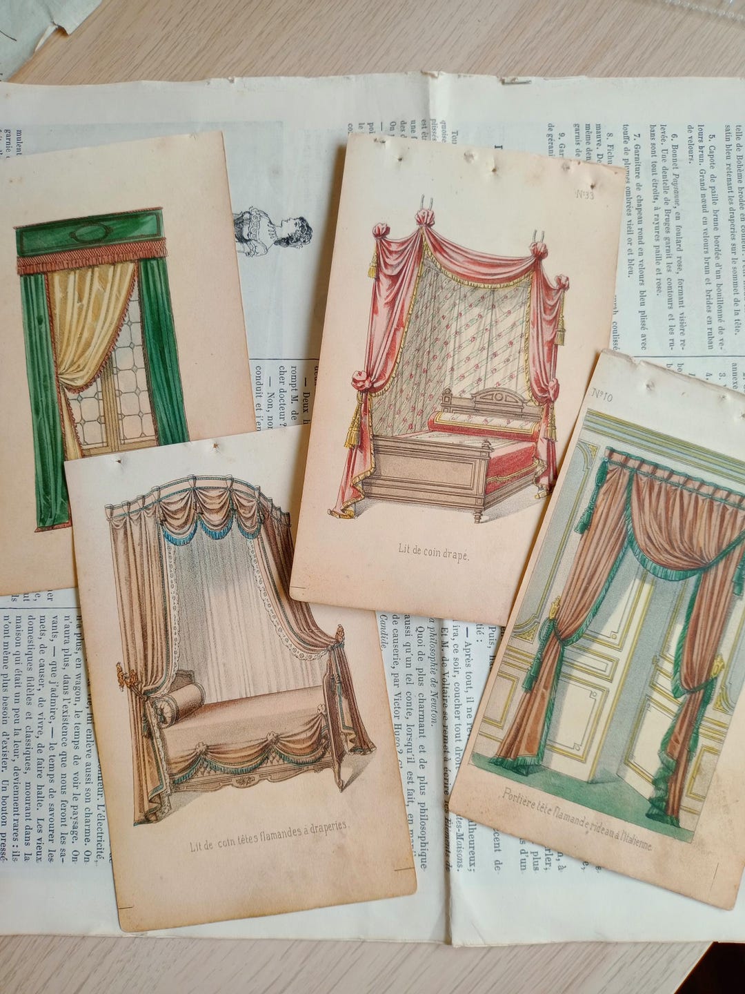 Gorgeous Antique French Lithograph, 1880s Empire Style Boudoir ...