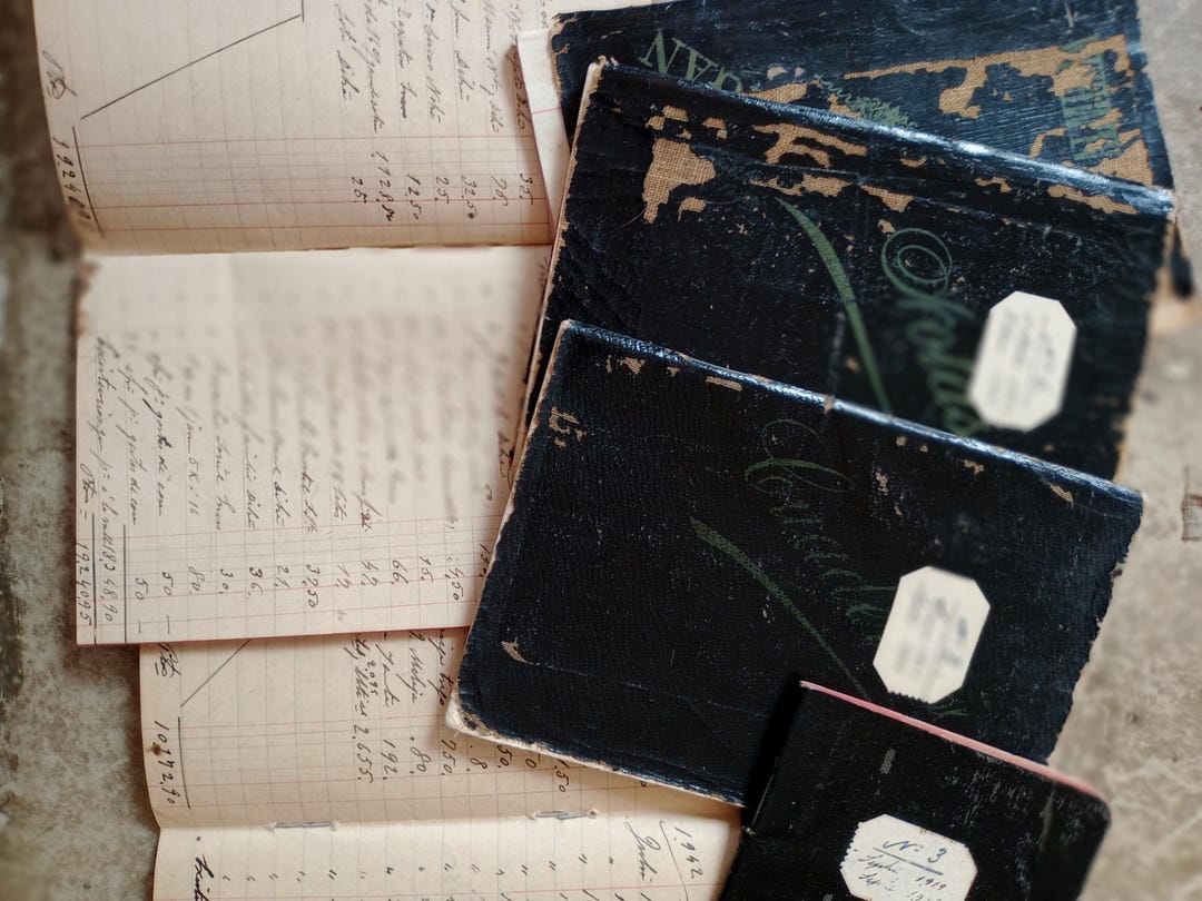 Antique Accounting Book Pages, Small Paper Ephemera, Original ...