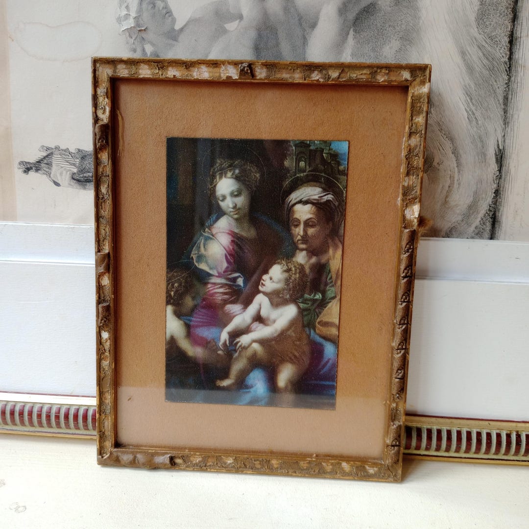 Antique French Icon Mary Jesus Picture, Holy Family, Catholic Christian ...