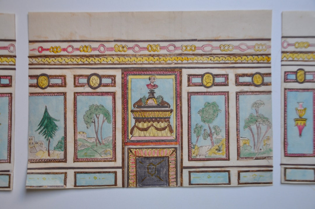 Antique Original French Theatre Decor Watercolor, Paris Show, Pink ...