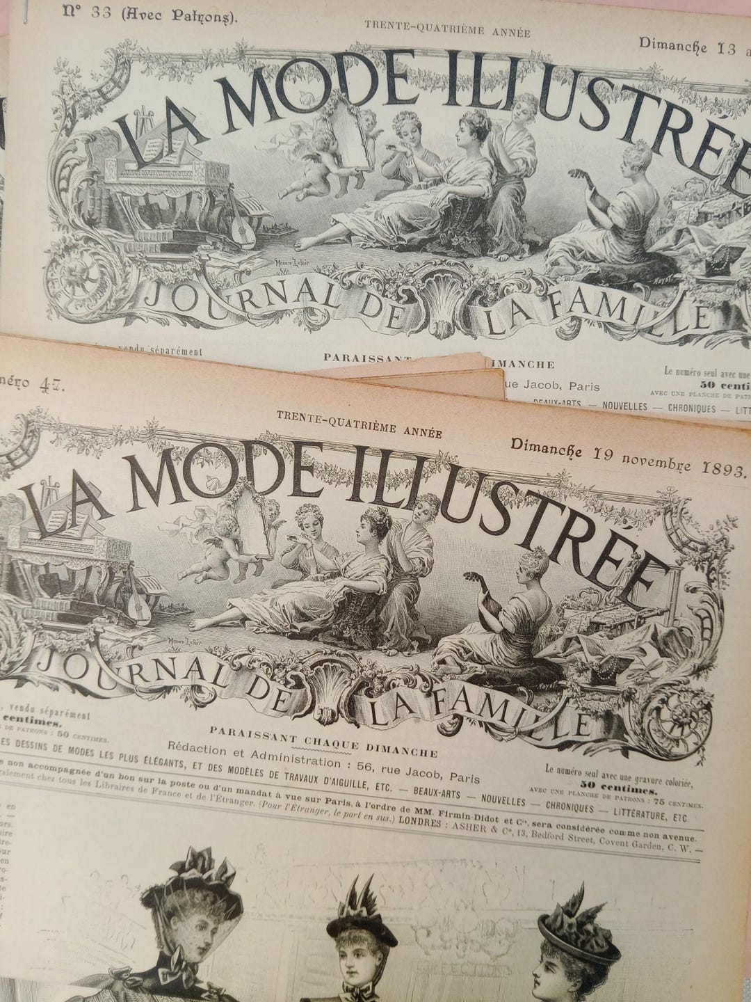 Antique French Fashion Magazine, 1881 Paris Paper Ephemera - Etsy