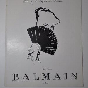 Balmain 1940s French Advertising Poster, Perfume Vintage Poster ...