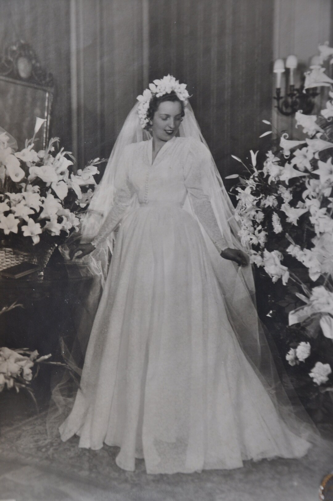 Gorgeous XL French Bride Photo, Art Deco Large Vintage Wedding Photo ...