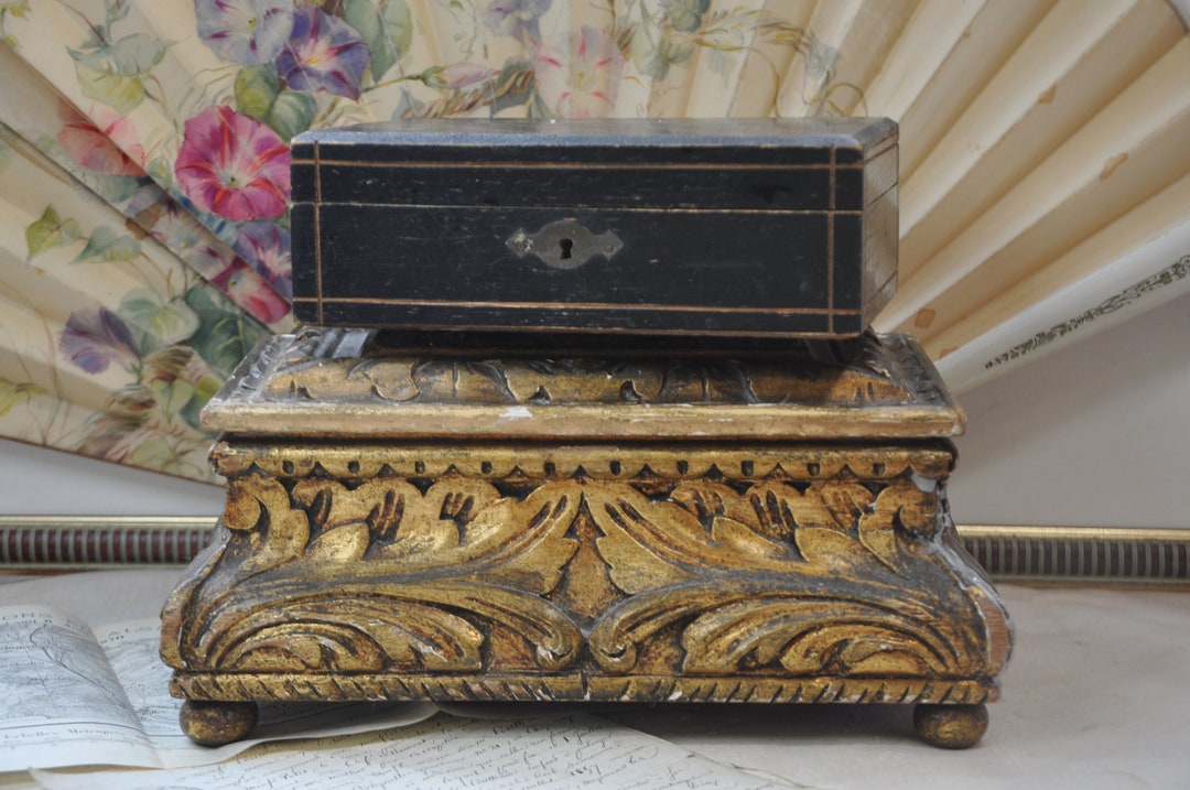 Antique French Jewelry Box, Napoleon III 1800s, Lacquered Wood ...
