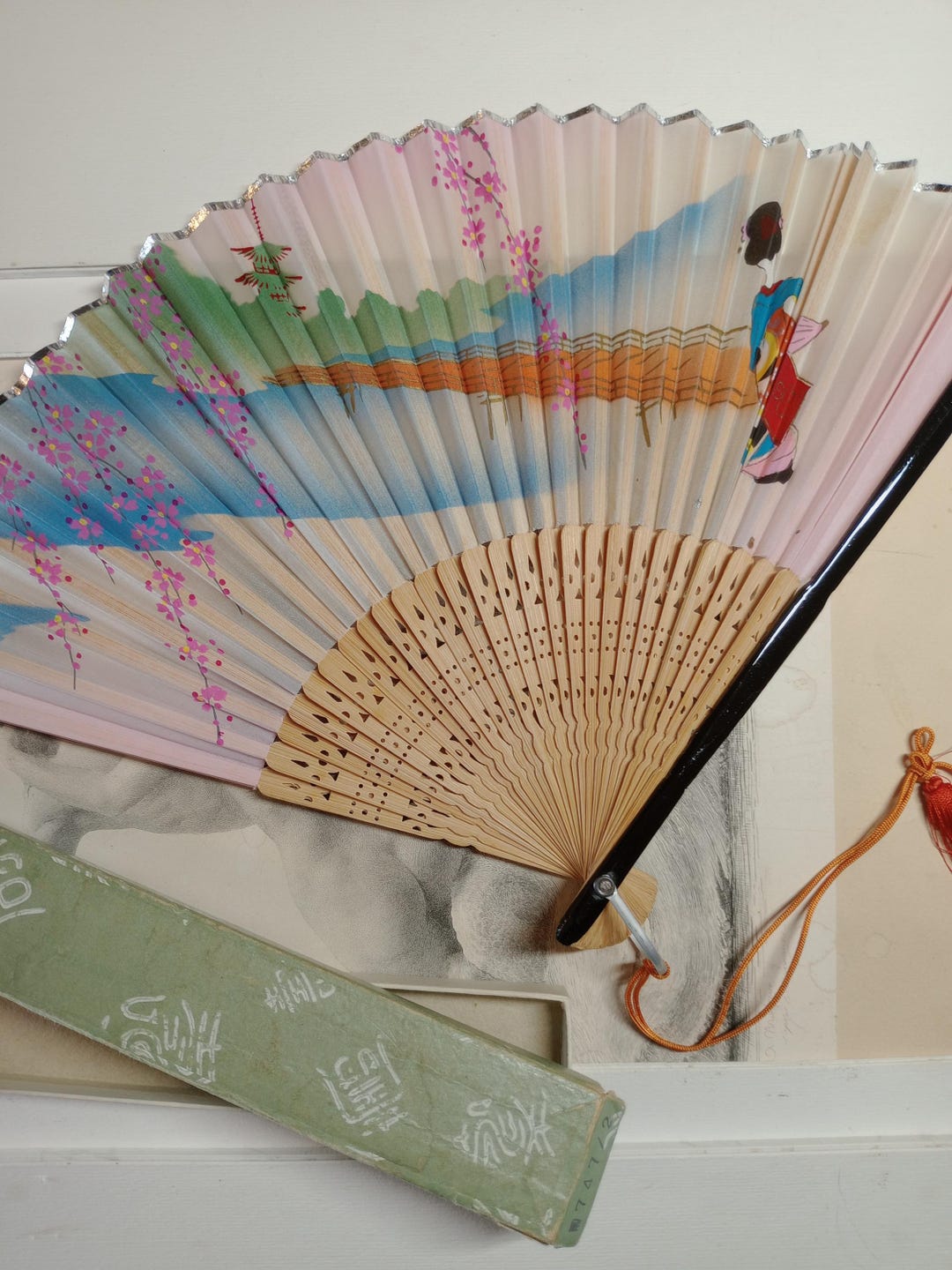 Vintage Japanese Hand Fan, Original Box, Wedding, 1960s Small Vintage ...