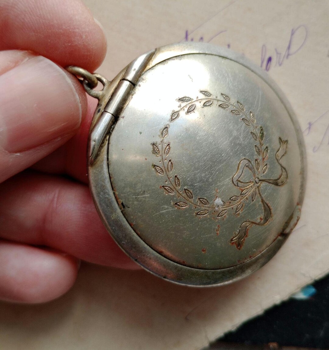 Large Antique French Locket, Chatelaine, Powder Locket 1900s Silver ...