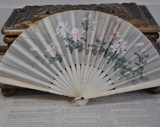 Small Antique 1900's French Fan, Miniature Hand Fan, Edwardian Fan ...