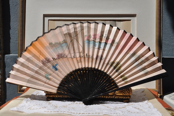 Pink Vintage Japanese Hand Fan Vintage Ladies Hand Fan Paper | Etsy