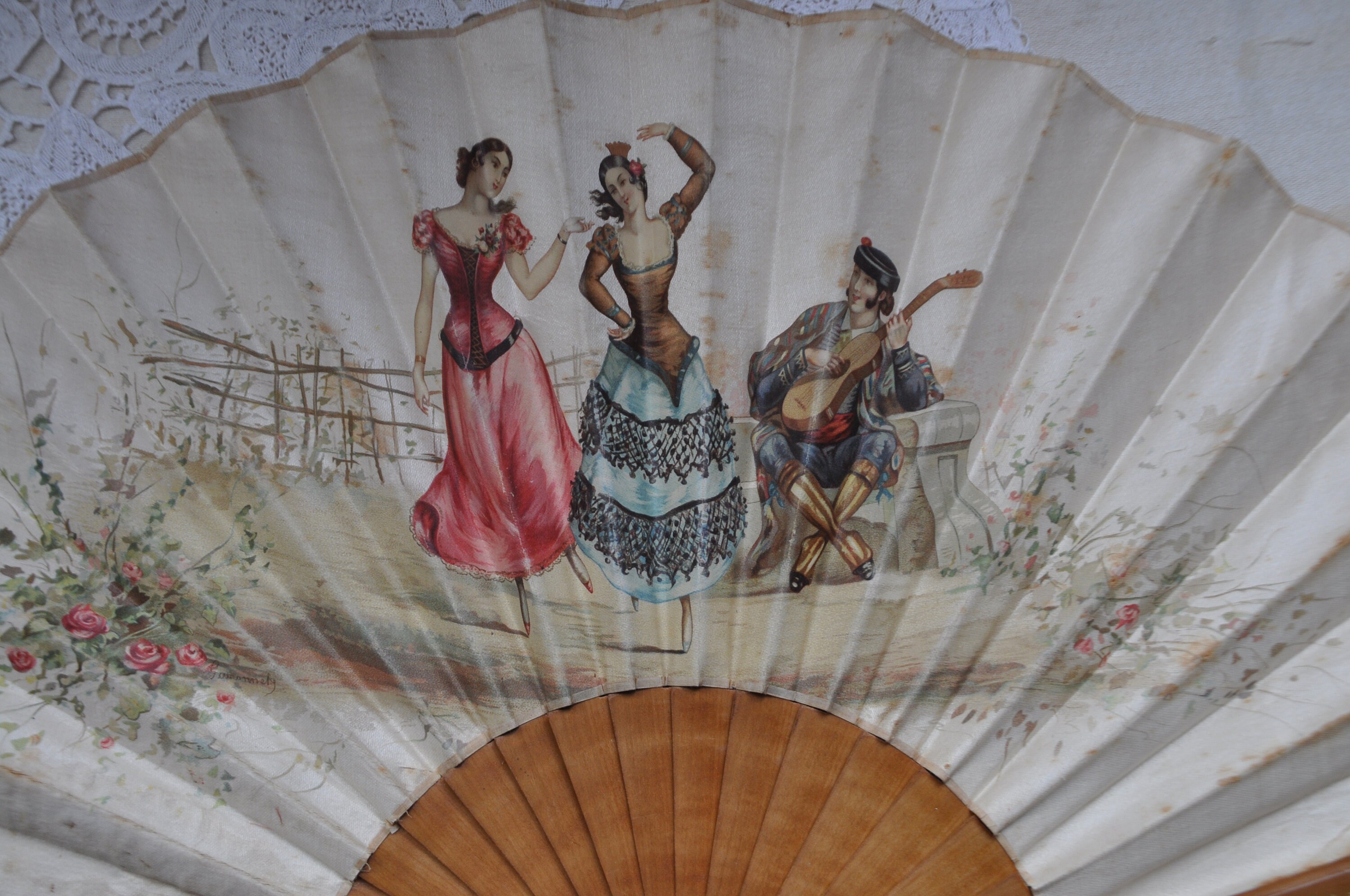 XL Antique French Hand Fan 1890s Fan Spanish Dancers - Etsy