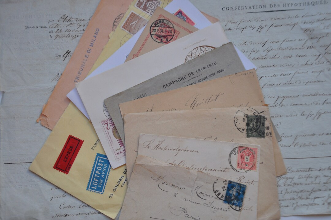 Bundle of 10 Antique French Envelopes 1900s, Paper Ephemera, French ...