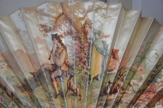 XL Victorian Antique French Fan Hand Fan 1860s Vintage - Etsy