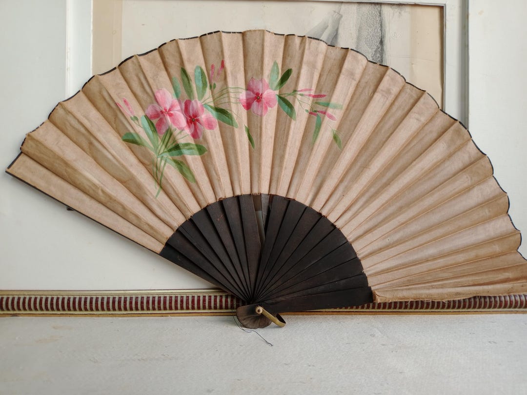 Victorian Antique French Fan, Black Hand Fan, 1890 Vintage Ladies ...