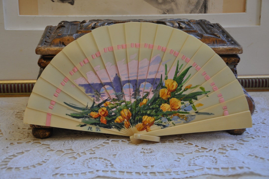 Antique French Hand Fan, 1910's Brise, Celluloid, Excellent Condition ...