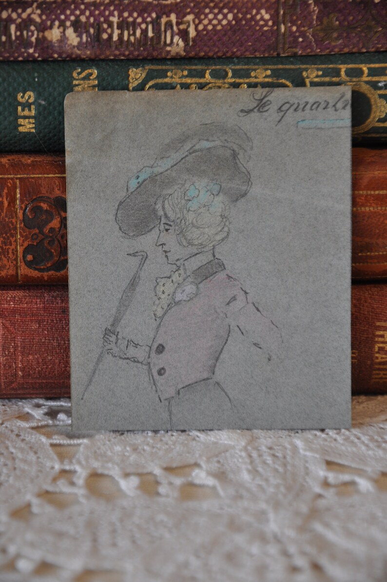 Fancy Miniature Antique French Drawing Impressionist French - Etsy