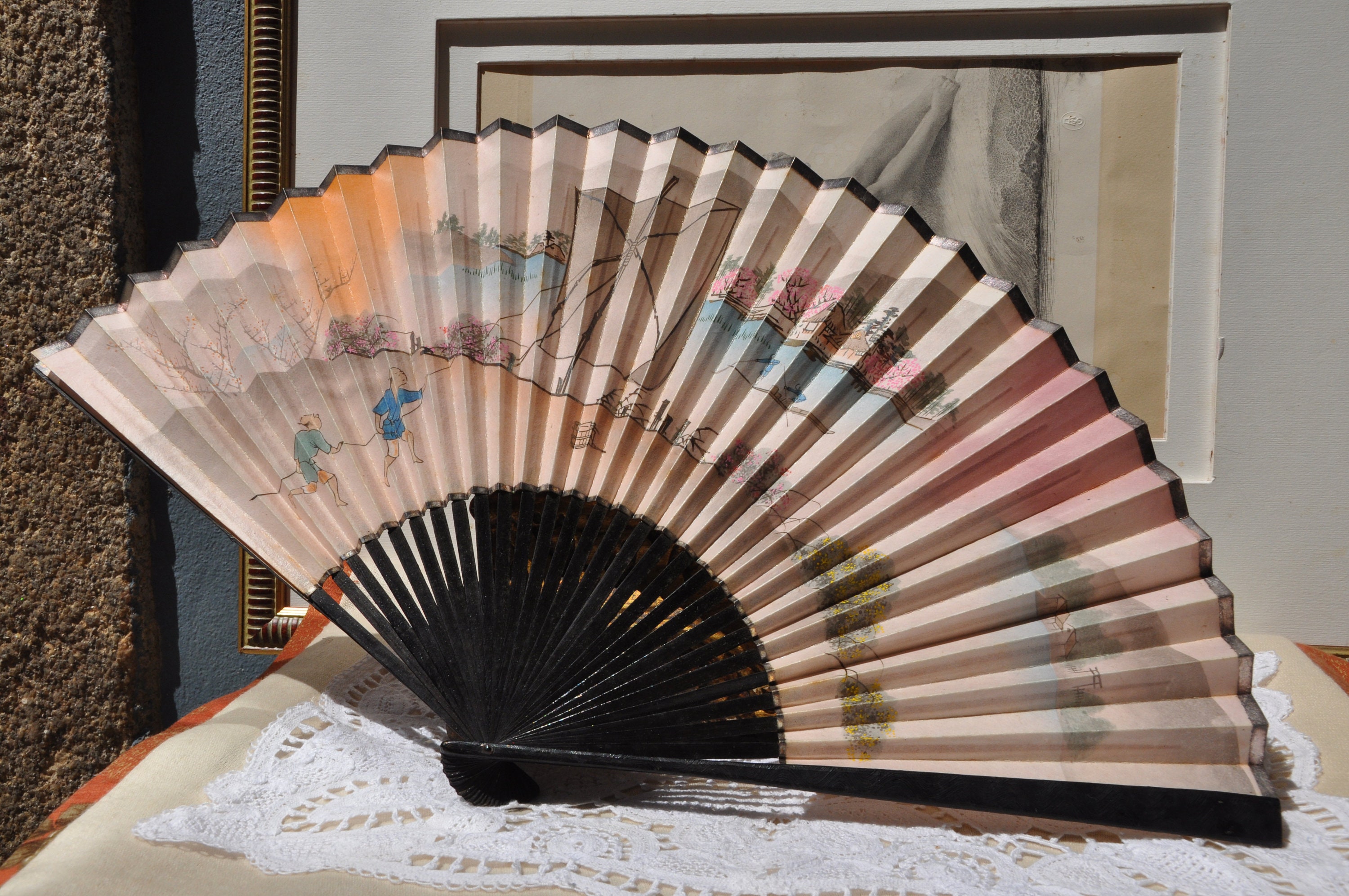 Pink Vintage Japanese Hand Fan Vintage Ladies Hand Fan Paper - Etsy