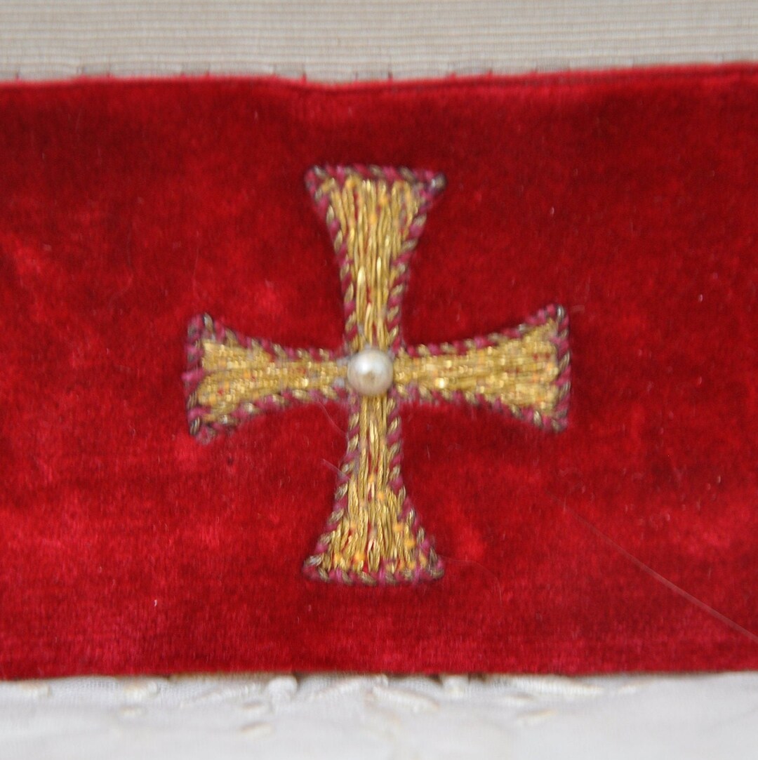 Red Antique French Burse, Old French Antique Religious Burse for ...