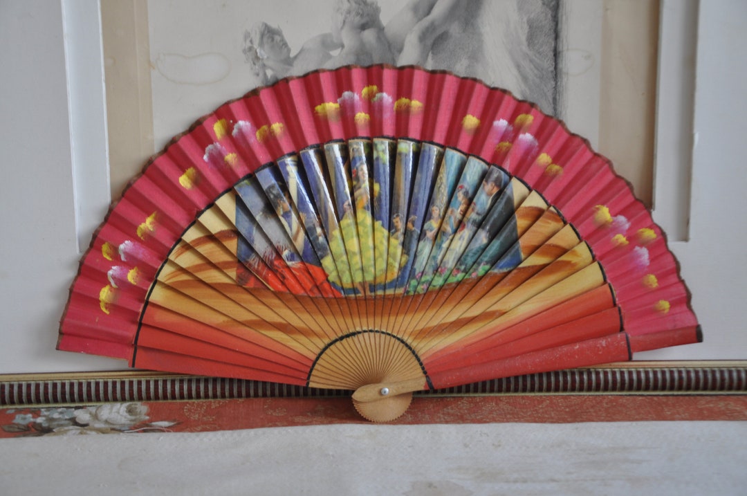 Vintage Spanish Fan: Red Wood Flamenco Dancer Fan, 1980s Spain - Etsy