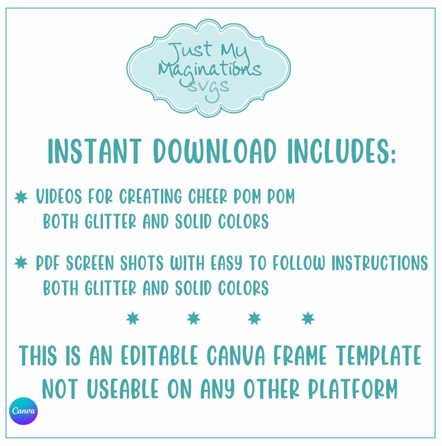 EDITABLE Cheer Pom Pom | CANVA FRAME| Make Your Own Custom Pom Pom ...