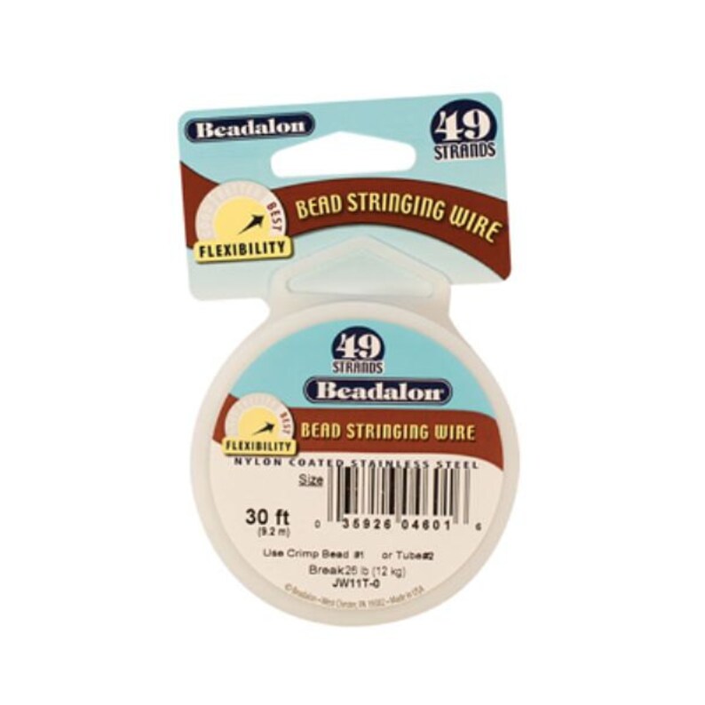 Beadalon 49 Strand Bead Stringing Wire, Bright, .013 Inch, 30 Feet ...
