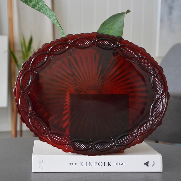 Ruby Glass Platter - Etsy