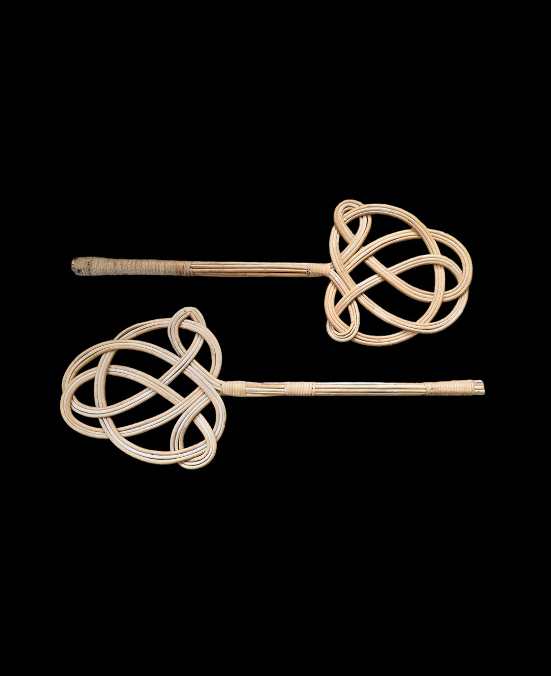 One Vintage French Rattan Cane Wicker Rug Beater | Large Mid Century ...