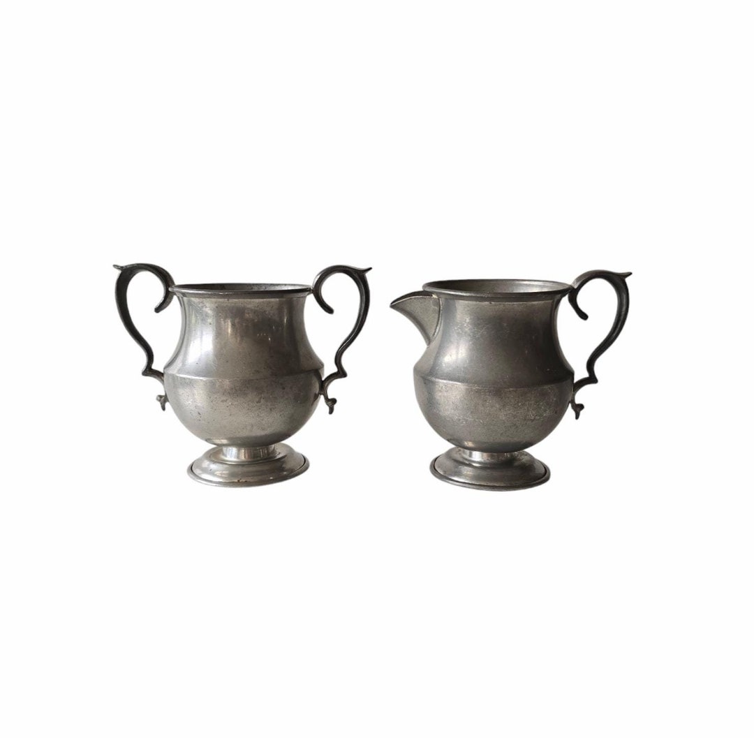Vintage Genuine Pewter Hollowware Paul Revere Creamer and Sugar Bowl ...