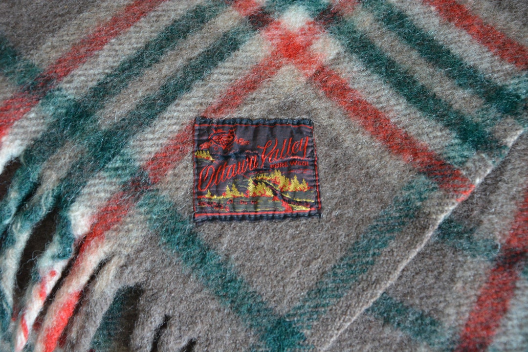 Ottawa Valley Heavy Pure Wool Plaid Blanket / Vintage Wool Plaid ...