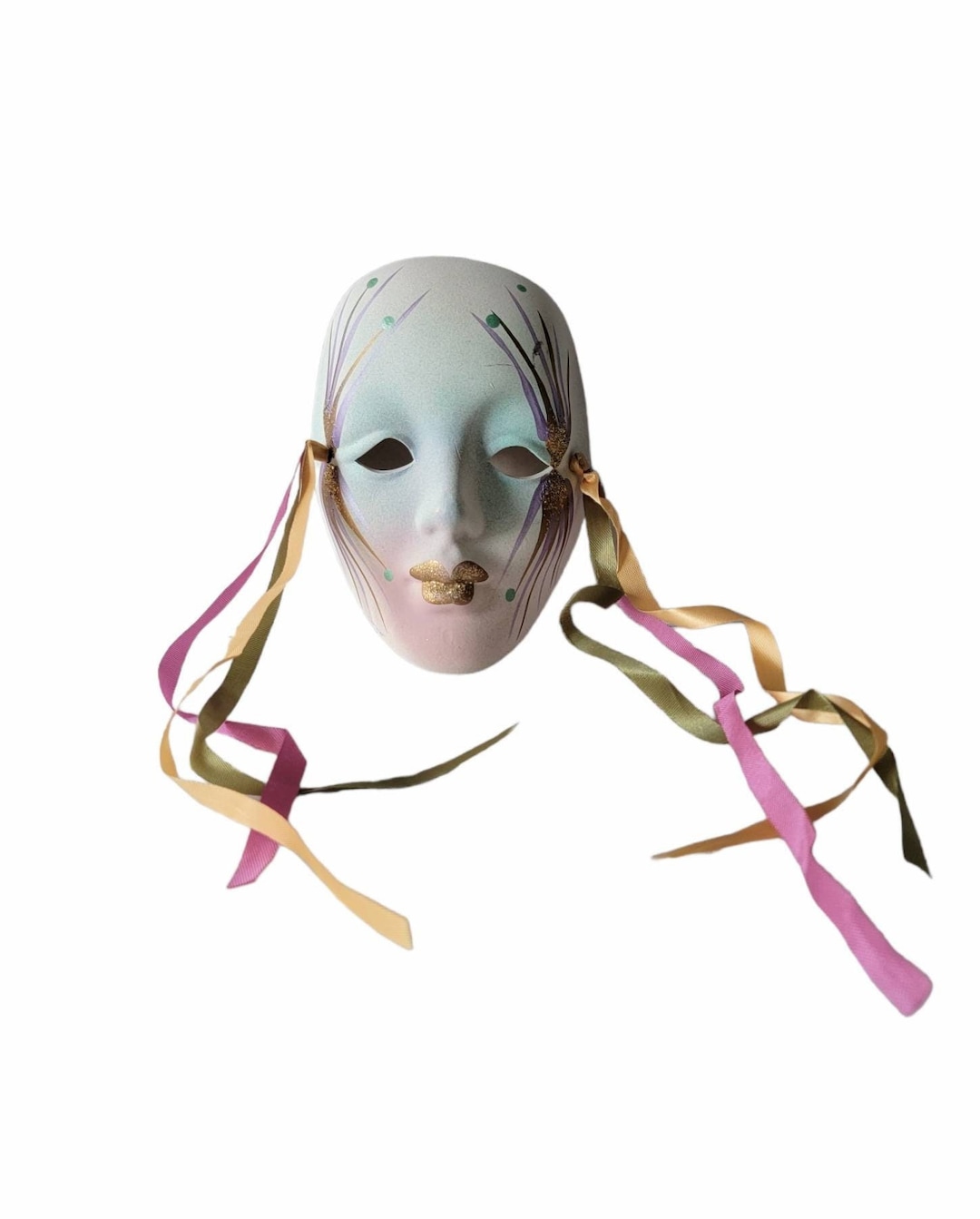 1990 Hand Crafted Signed Venetian Woman Ceramic Face Mask Sculpture ...