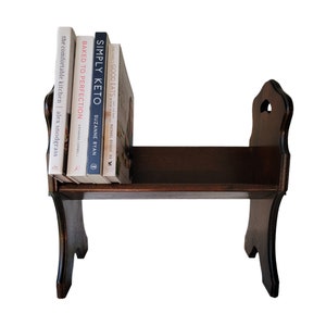 Antique Wood Arts & Crafts Book Trough, Table Top Book Rack, Cookbook ...