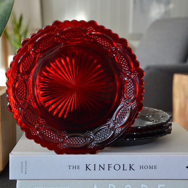 Ruby Red Plates - Etsy