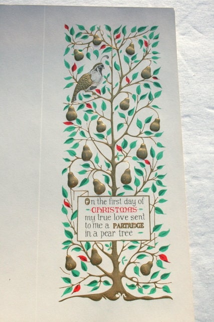 Embossed Partridge in a Pear Tree Card Twelve Days of - Etsy