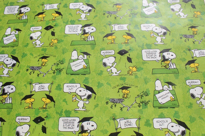 Snoopy Graduation Wrapping Paper by the Yard Peanuts Gift - Etsy