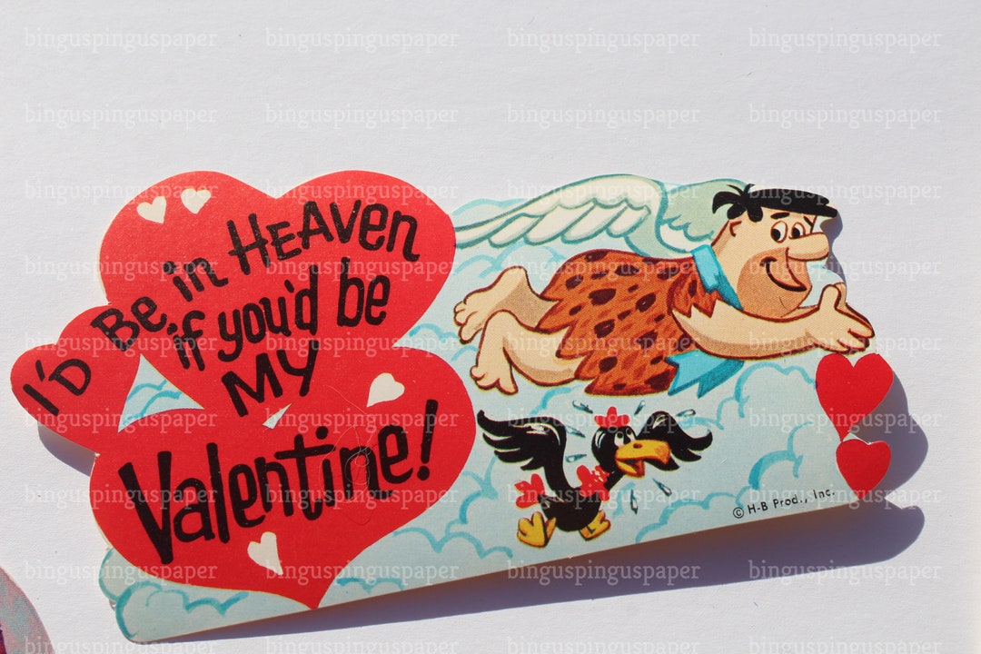 Vintage Fred Flintstone With Angel Wings - Unused Valentine's Day Card ...