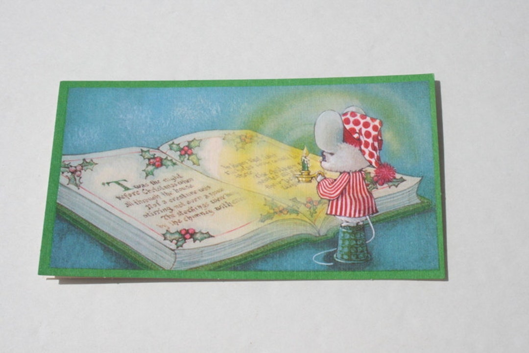 Unused Hallmark Mouse Christmas Cards, Blue on Thimble With Old ...