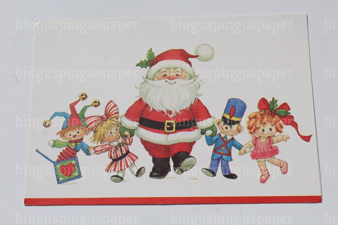 Vintage Christmas Card Jolly Santa Claus With Toys Drawing Board Ruth J ...