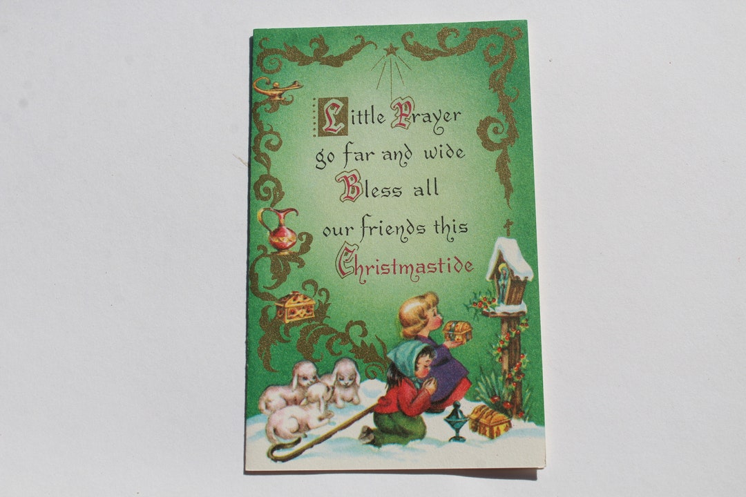 Children Praying at Nativity Christmas Card Small UNUSED 50s, Religious ...